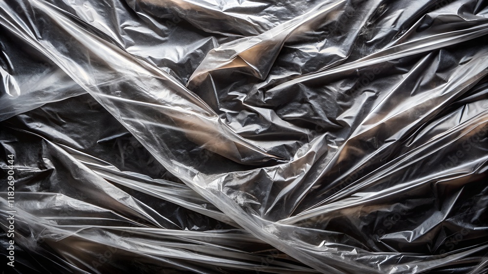 Plastic Film Texture: Abstract folds and creases of clear plastic ...