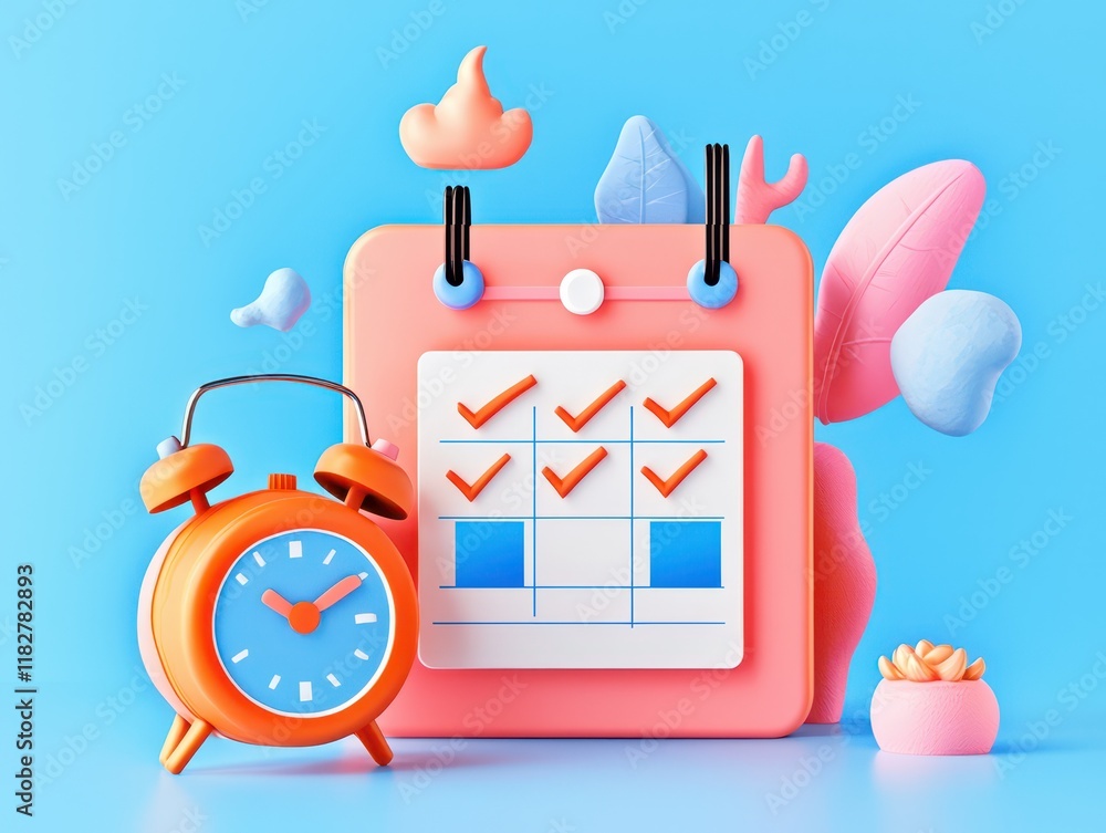 Concept of goal setting motivation timeline. A colorful 3D calendar ...