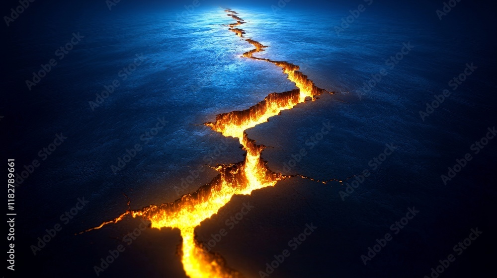 Underwater rift zone, tectonic plates splitting, Mid-Atlantic Ridge ...