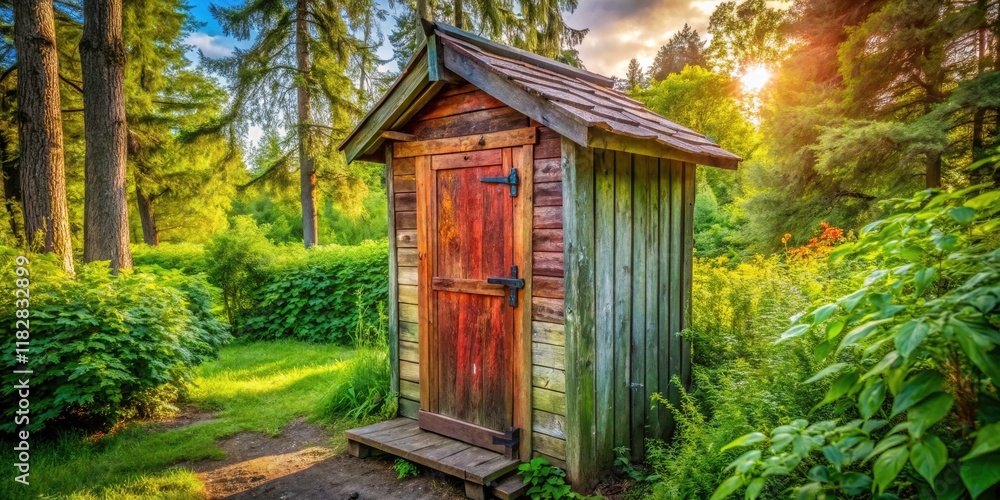 Rustic Charm of an Old Wooden Outside Toilet Building Surrounded by ...