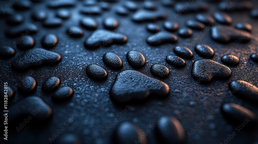 Black Wolf Paw Prints Collection with Silhouettes on White Background ...