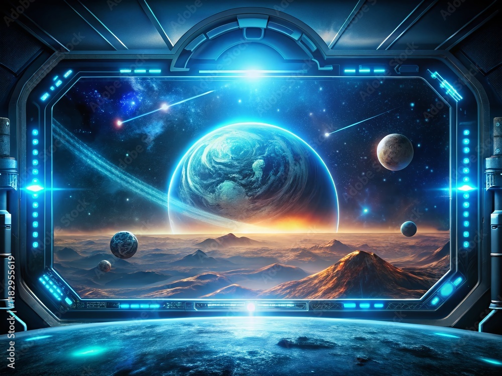 Futuristic Landscape: Digital FPS Meter HUD Overlay on Black Background ...