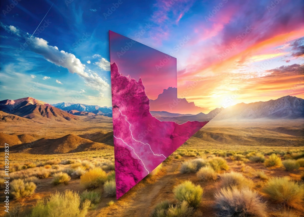 Ilustración de Stock Nevada Landscape Photography, Fuscia Map, High ...