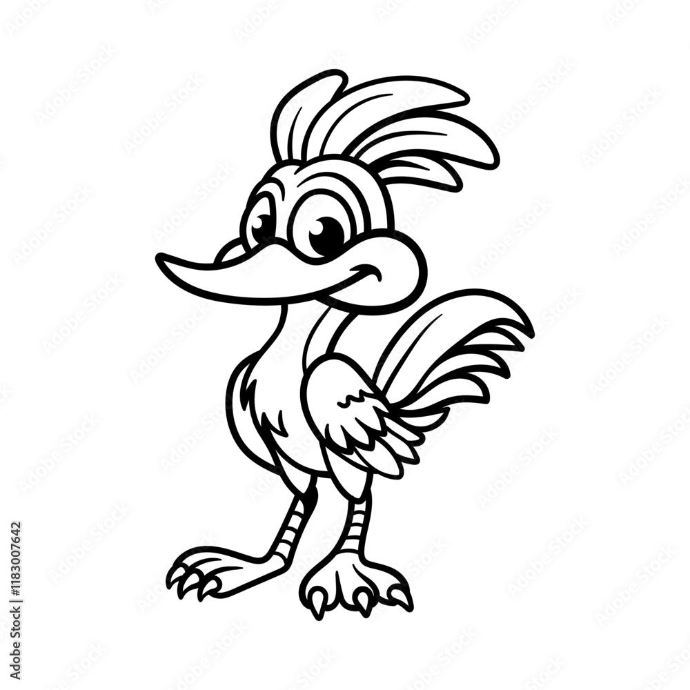 fun road runner standing cartoon character isolated drawing line art ...