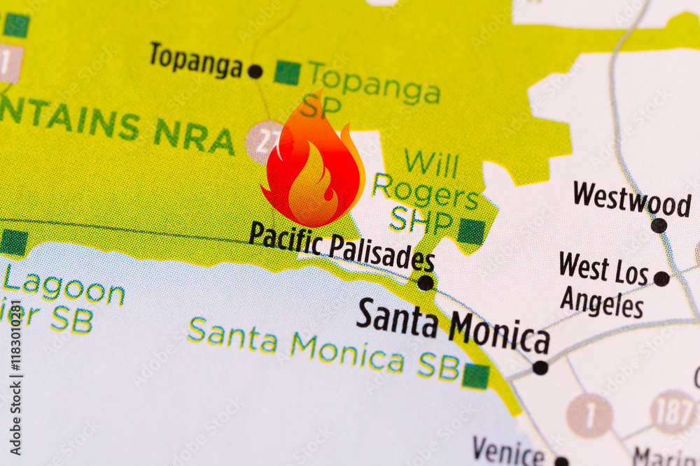 Los Angeles County, California, Wildfire Map Pacific Palisades, Santa ...