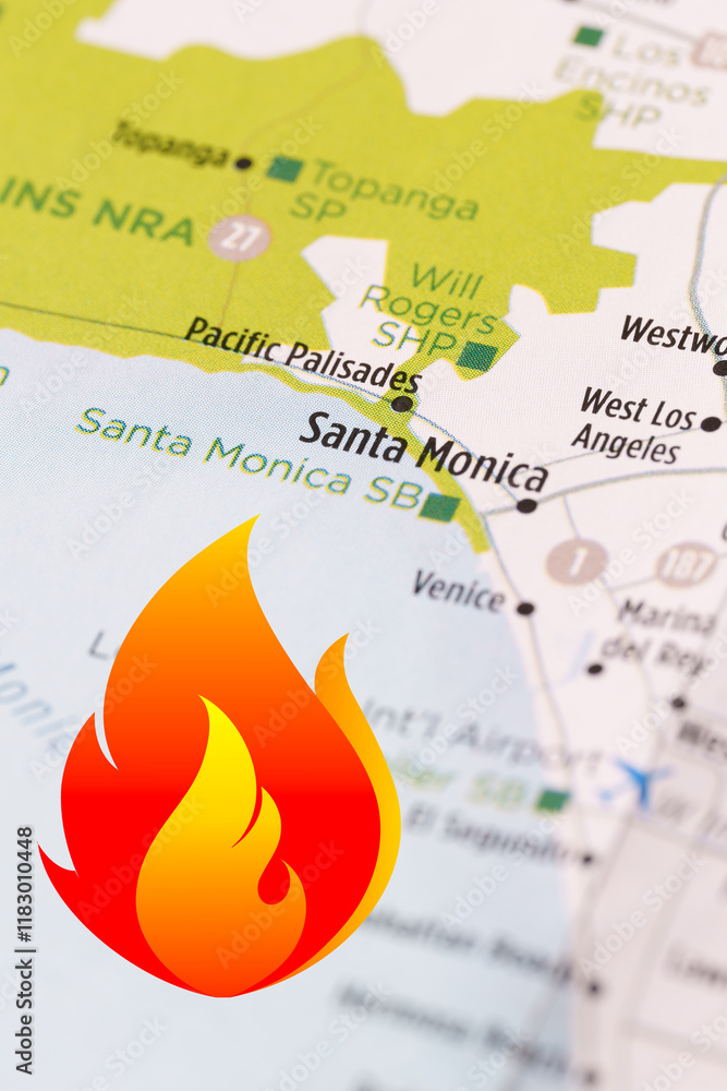 Los Angeles County, California, Wildfire Map Pacific Palisades, Santa ...