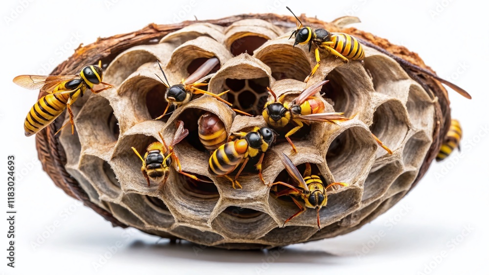 Isolated Hornet Nest, Paper Wasp Nest, Insect Hive, Close-up, White ...