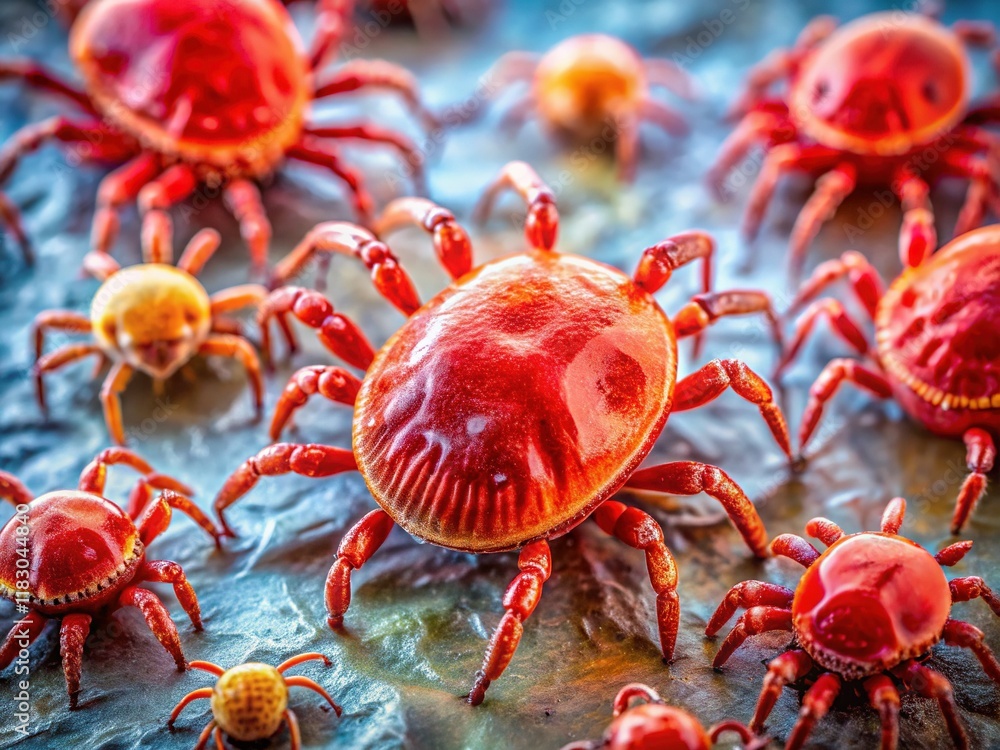 Microscopic Insect Mites & Tick-Borne Encephalitis Warning Signs: Stock ...