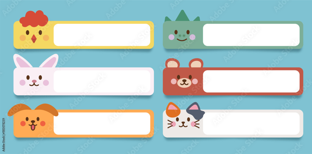 Set of cute name tag label template for school, Notebooks, Books ...