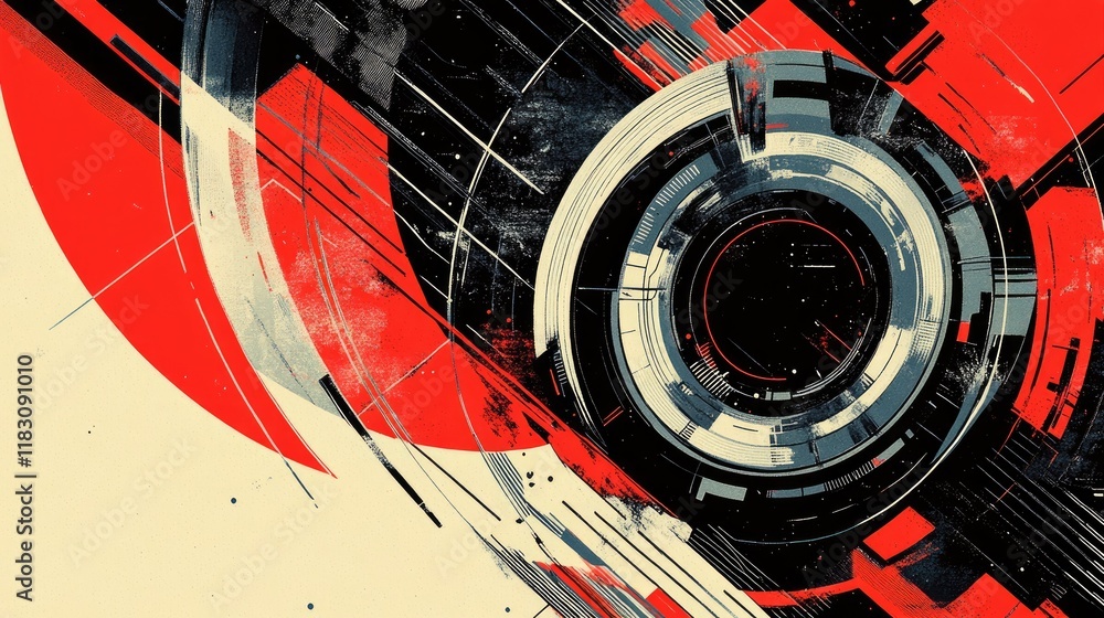 Retro-inspired sci-fi poster with bold typography, sharp angles, and a ...
