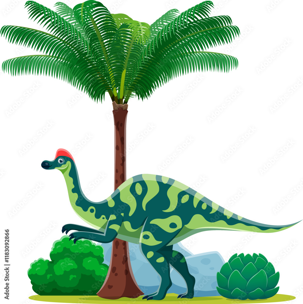 Cartoon prehistoric Hypacrosaurus dinosaur character. Isolated vector ...