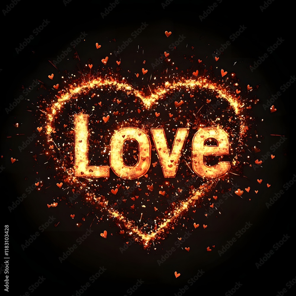 Explosive Heart of Love Fiery Graphic Celebrating Passion and Romance ...