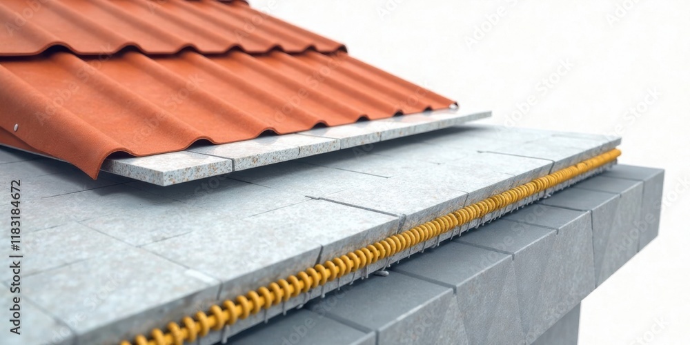 Detailed Cross-Section of a Modern Roof System with Insulation and ...