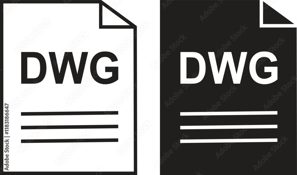 DWG file icon set. DWG file type symbol. File DWG format icon in black ...
