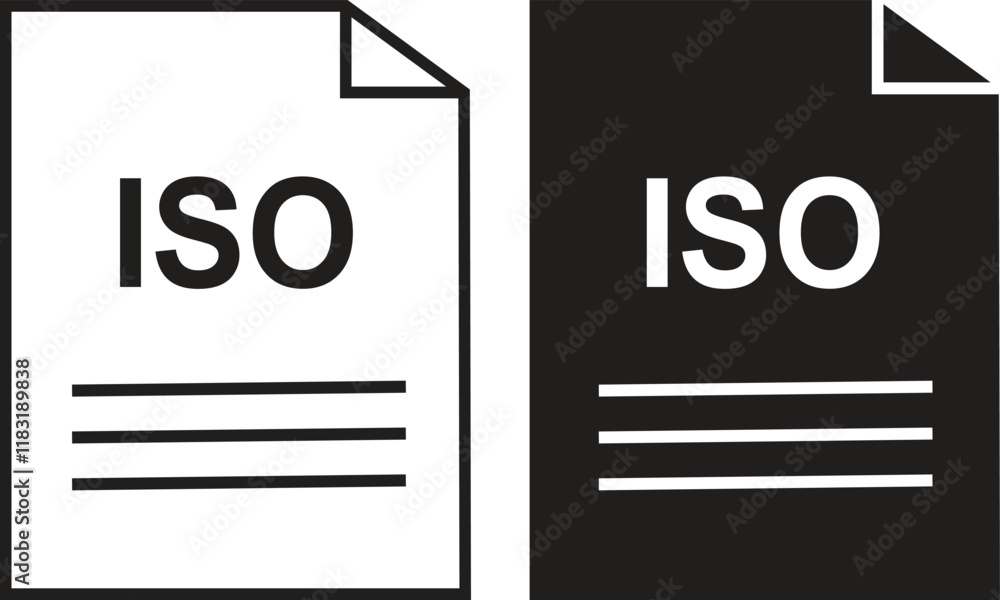 ISO file icon set. ISO file type symbol. File ISO format icon in black ...