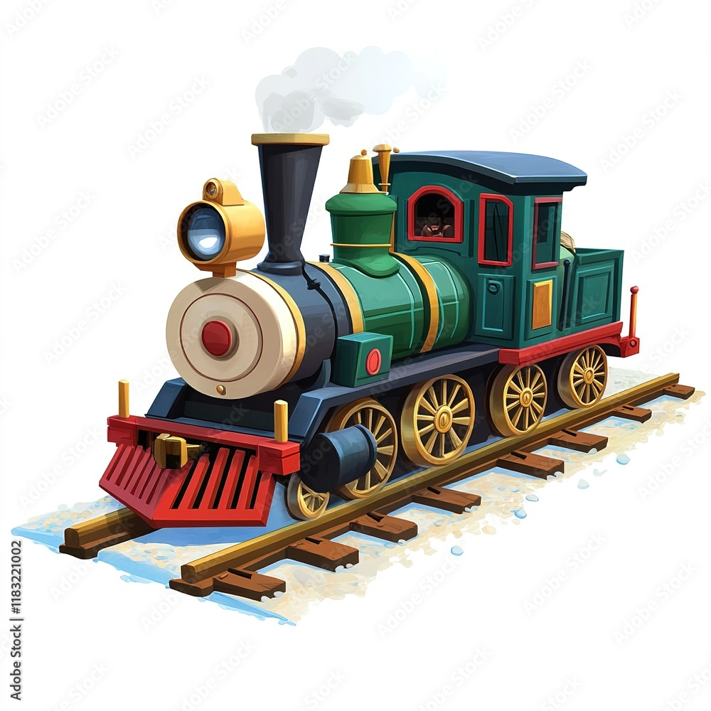 Flat train clipart design, colorful and simple, isolated on white ...