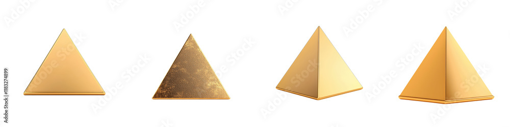 Glossy golden pyramids in a minimalist studio setup for premium product ...