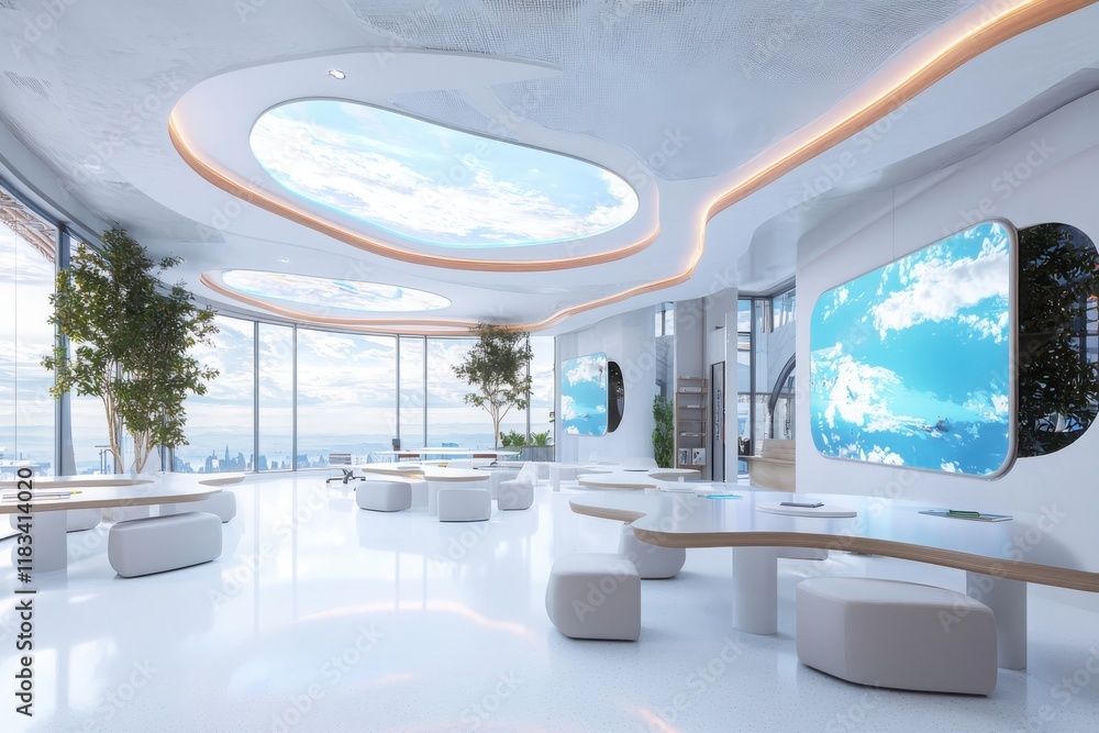 Innovative educational spaces futuristic classroom design virtual ...