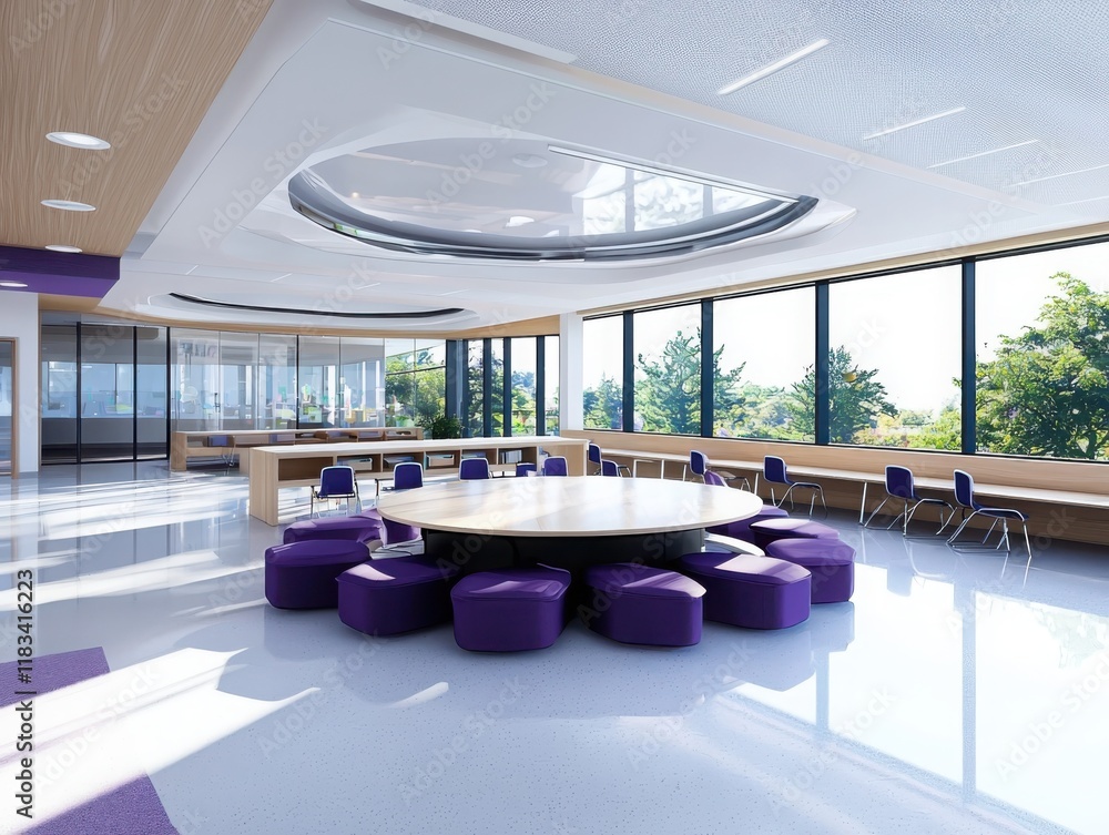 Futuristic collaborative classroom program design modern educational ...