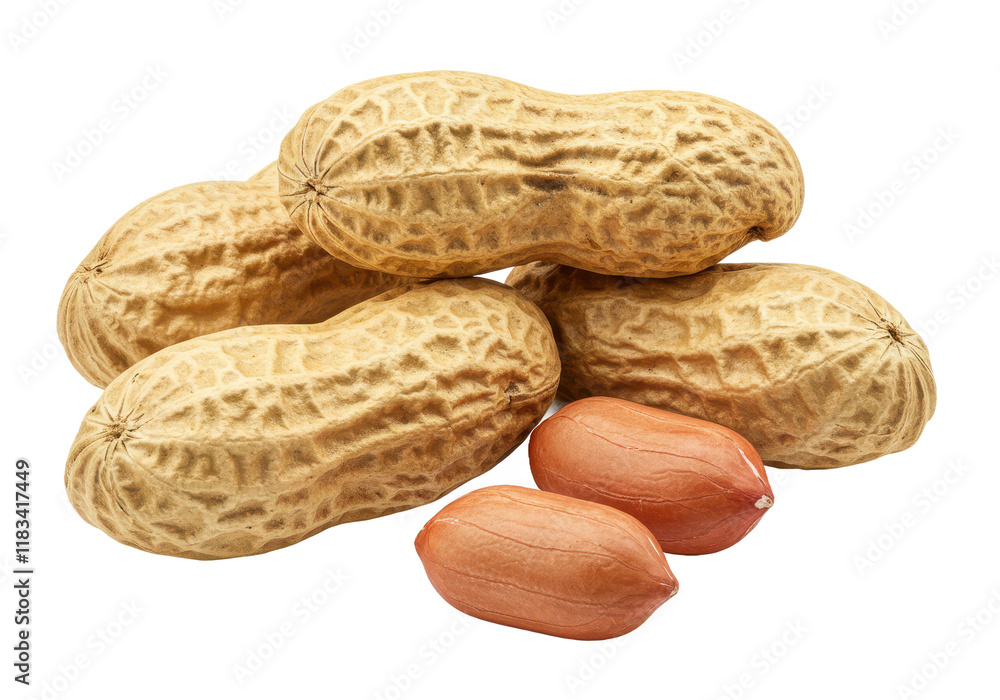 Big peanut set isolated on white background, no depth of field, sharp. Stock Photo | Adobe Stock