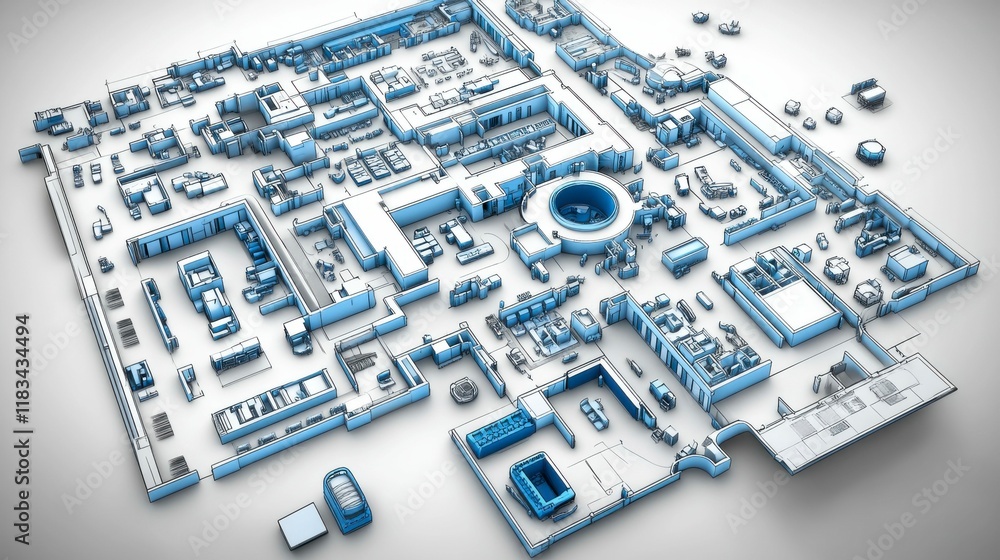 Technical drawing of a residential building, including floor plans ...