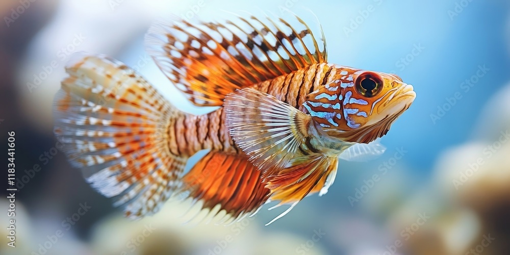 Aquarum fish Cockerel displayed on a light background, featuring ...