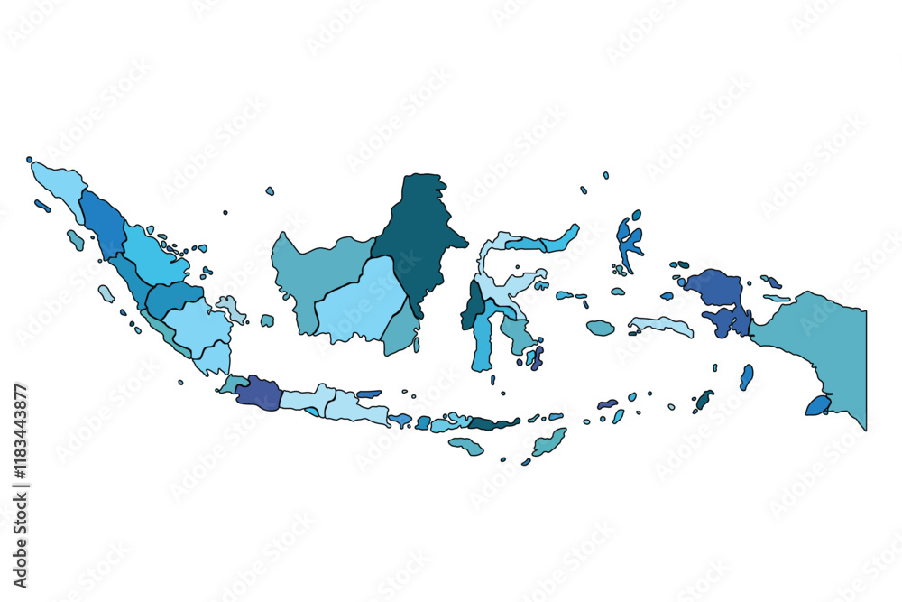 Vector de Stock Indonesia map with regions vector illustration ...