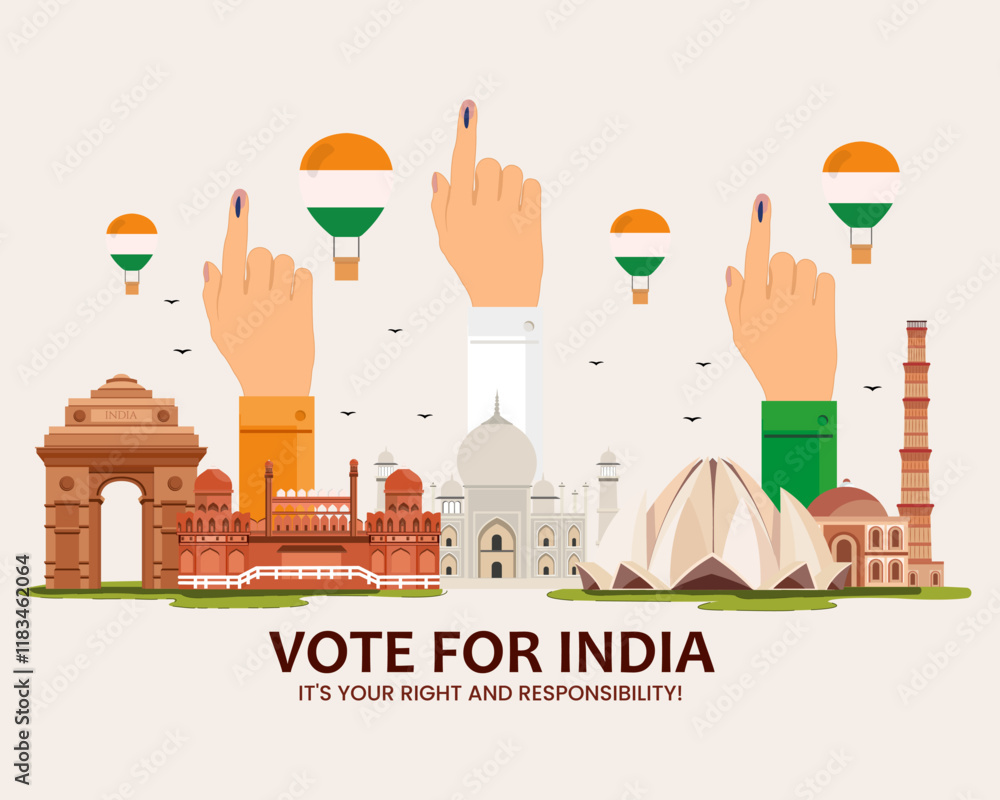 Indian people Hand with voting sign showing vote for india and indian ...