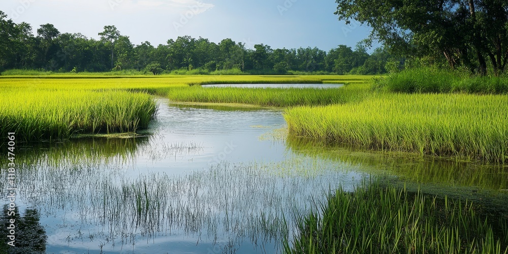 The swamp serves as a unique ecosystem for rice fields, where the swamp ...