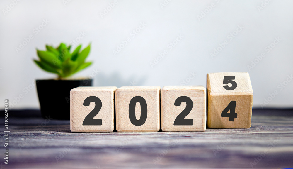 New year 2025 concept. Change of year 2024 to 2025, coup. 素材庫相片 | Adobe ...