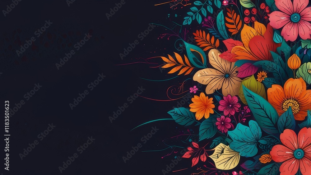 floral background with modern vector art and flex spacing with ...