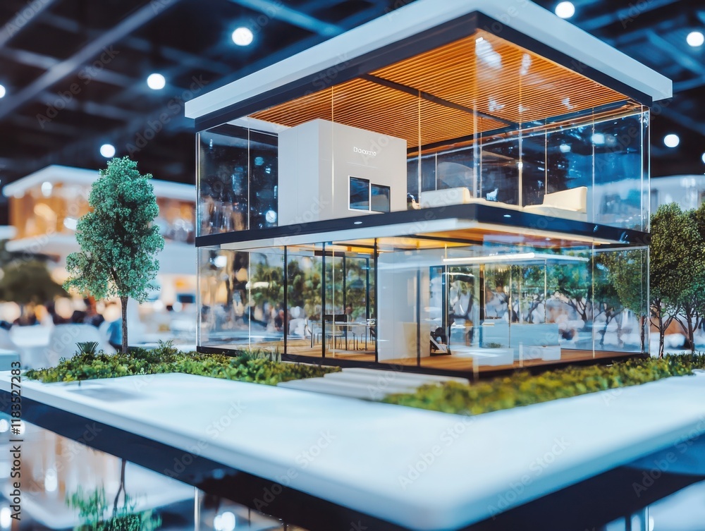 Ilustración de Stock Innovative smart home automation exhibition ...