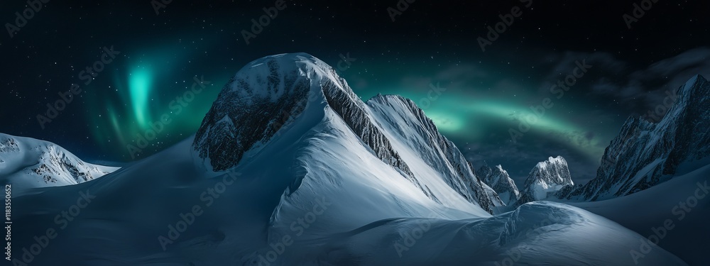 A dramatic perspective of a remote mountain peak with rare snow ...