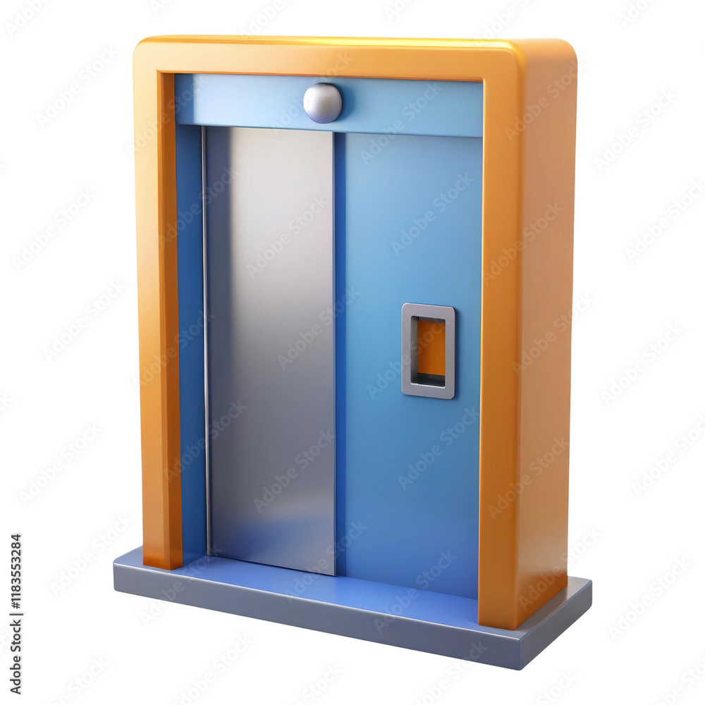 elevator door 3d icon in cartoon plastic style minimal isolated on ...