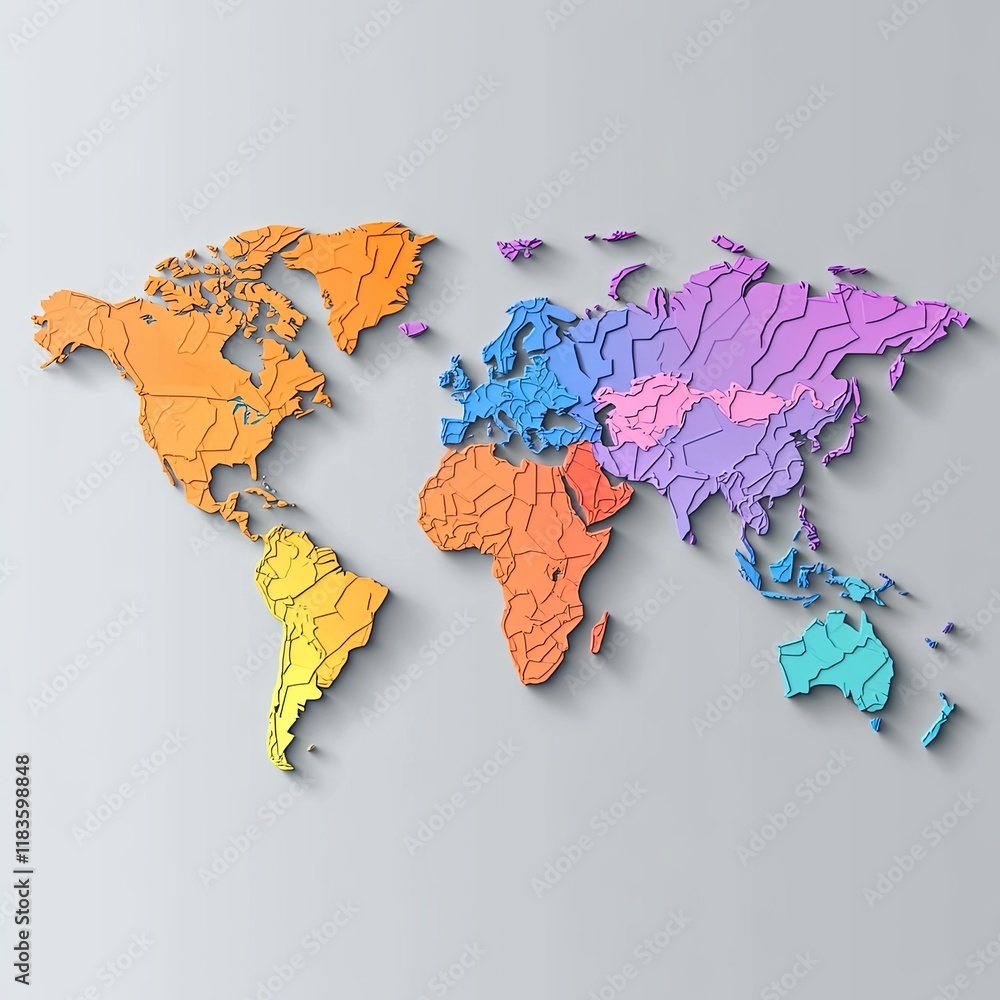World map paper. Political map of the world on a grey background ...