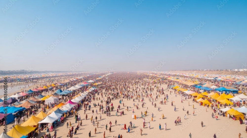 Aerial View of Mahakumbh Mela Thousands of Pilgrims, Colorful Tents ...