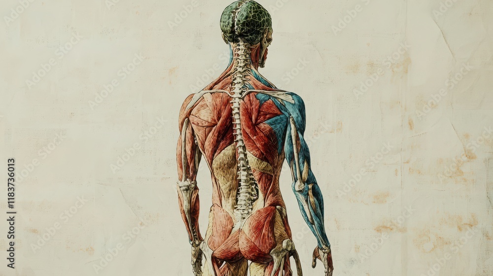 Artistic human anatomy chart highlighting the skeletal structure with ...