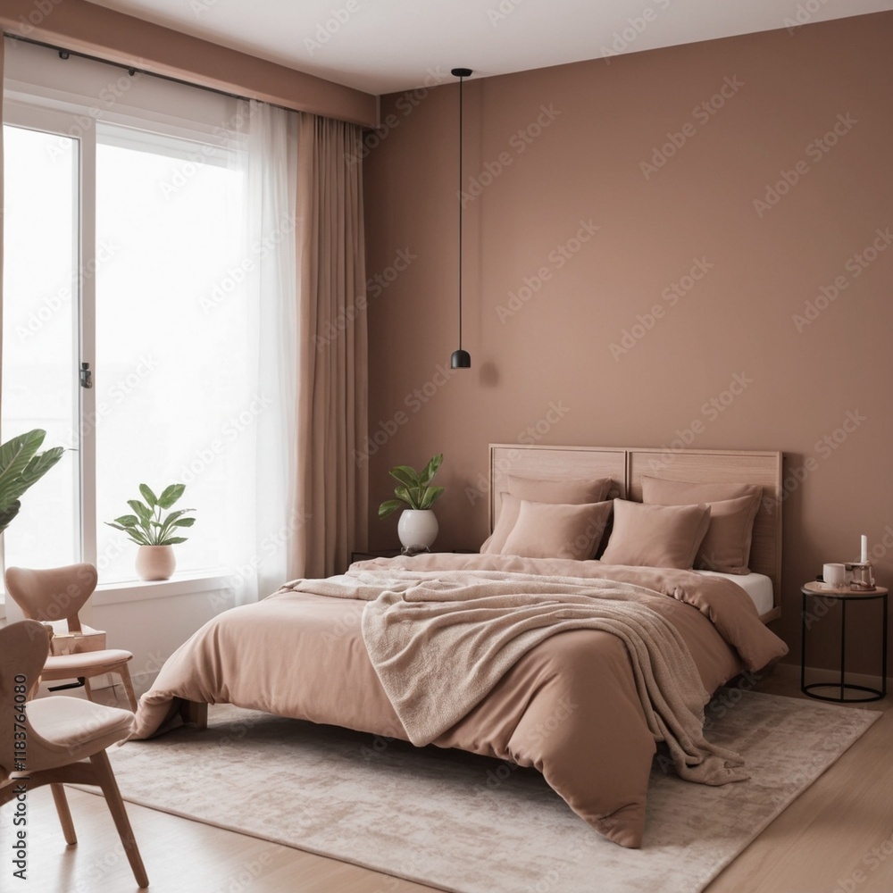 luxury japandi bedroom interior design of modern living room in Pantone ...