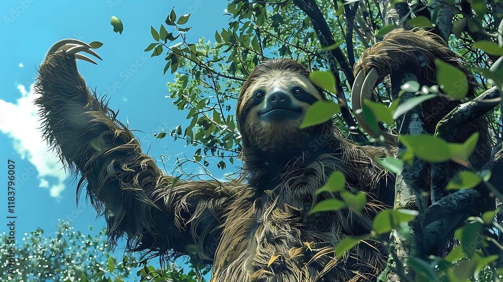 Stock-Foto „The Giant Ground Sloth, belonging to the extinct family ...