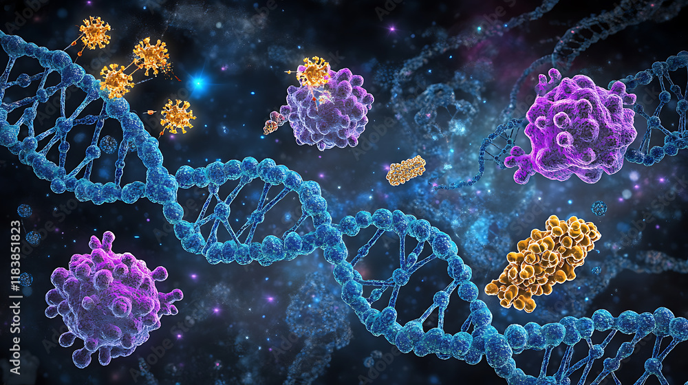An illustration of crispr-cas9 gene editing technology showing ...