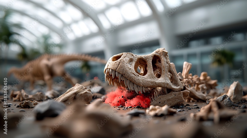 Meticulously Displayed Prehistoric Dinosaur Skeletal Remains in Natural ...