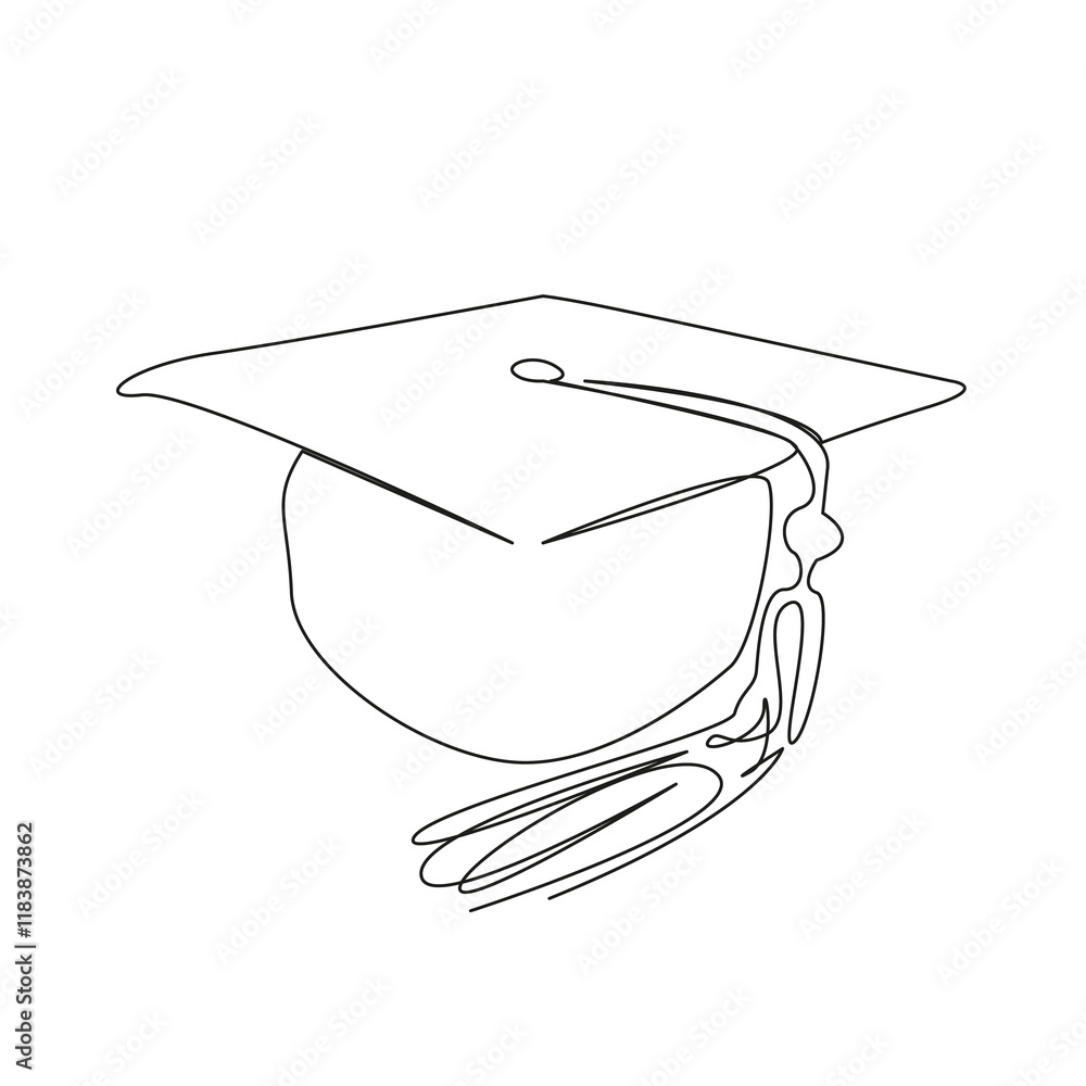 One continuous single drawing line art flat doodle doctor graduation ...