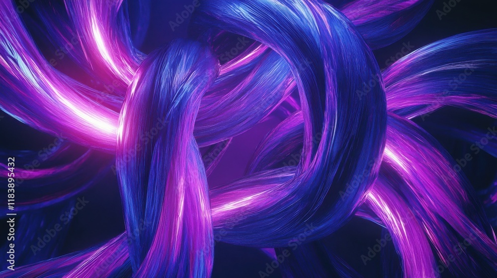 Blue light streaks weaving and intertwining in a seamless loop ...