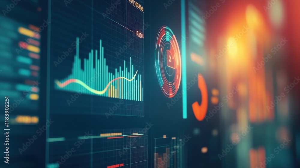 Infographic dashboard. Ui interface, information panel with finance ...