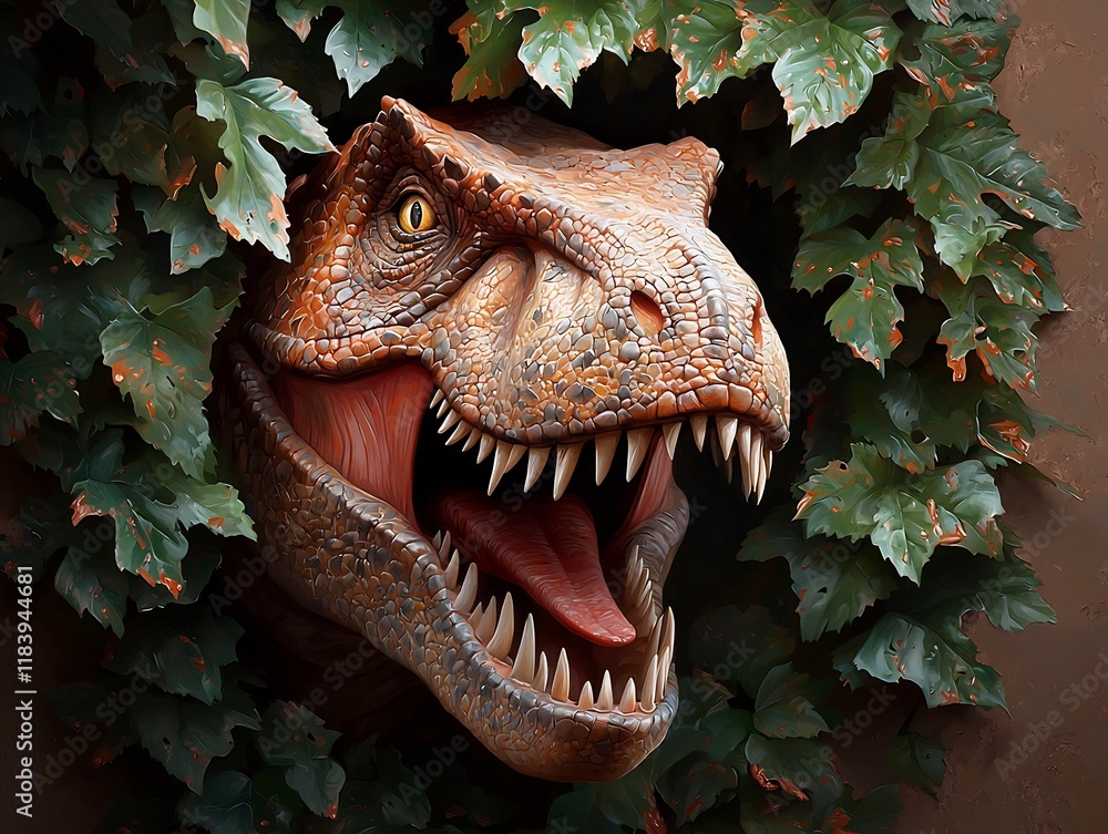 Ferocious Tyrannosaurus Rex Dinosaur a Fearsome Apex Predator Bursting ...