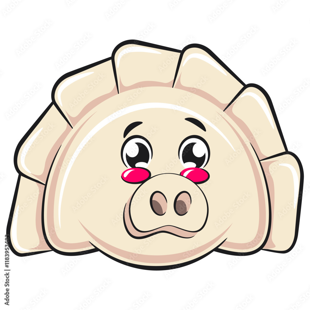 Cute gyoza dumpling vektor illustration mascot character with a big pig ...