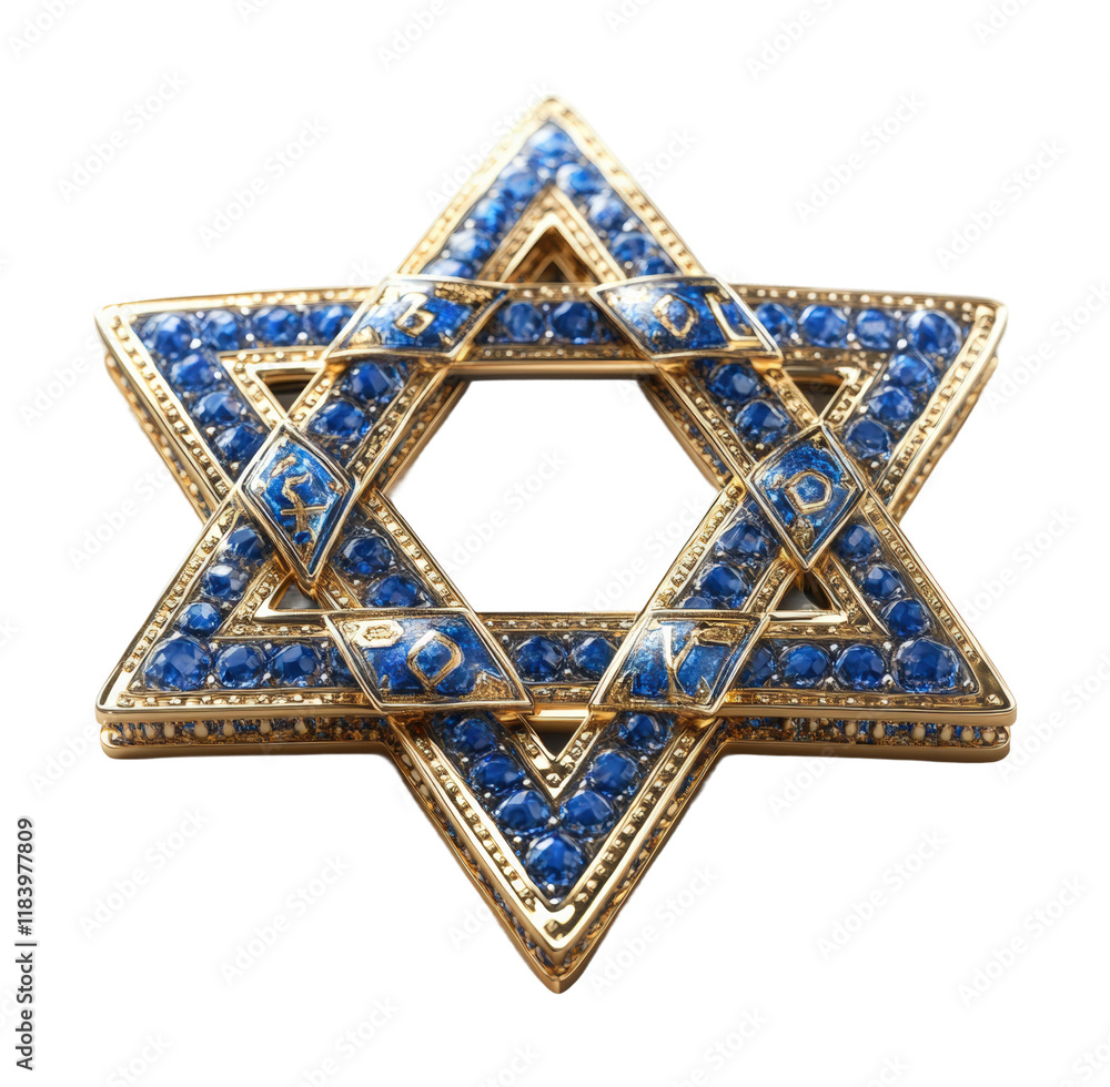 Gold and blue star of david religious symbol judaic high fidelity ...