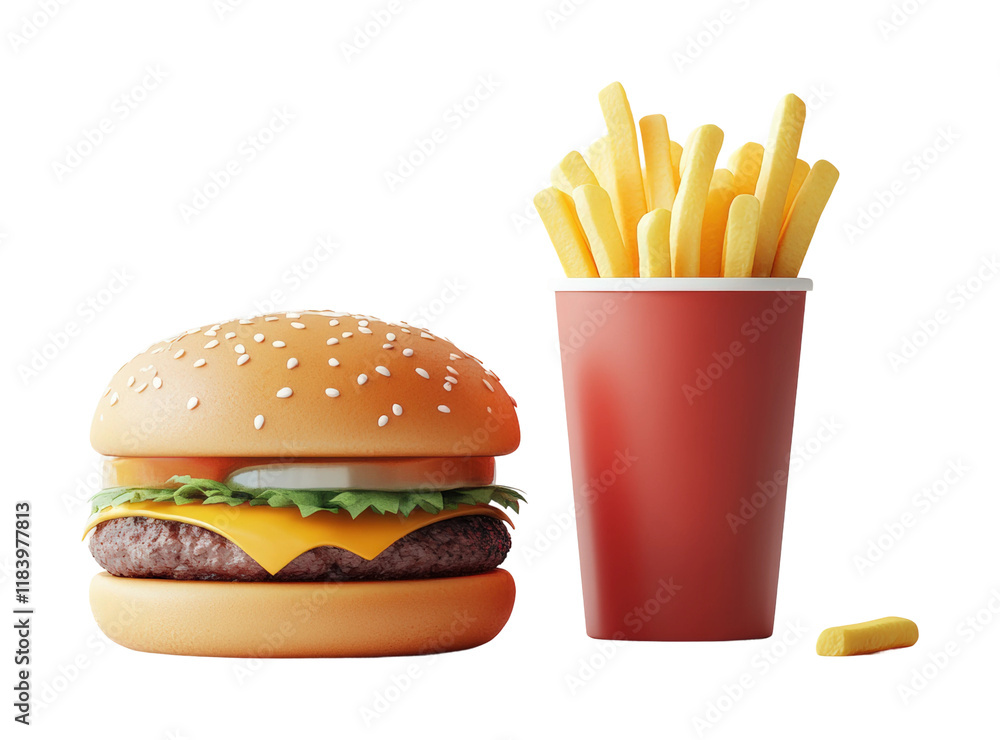 Fast food combo meal burger fries and drink restaurant food studio high ...