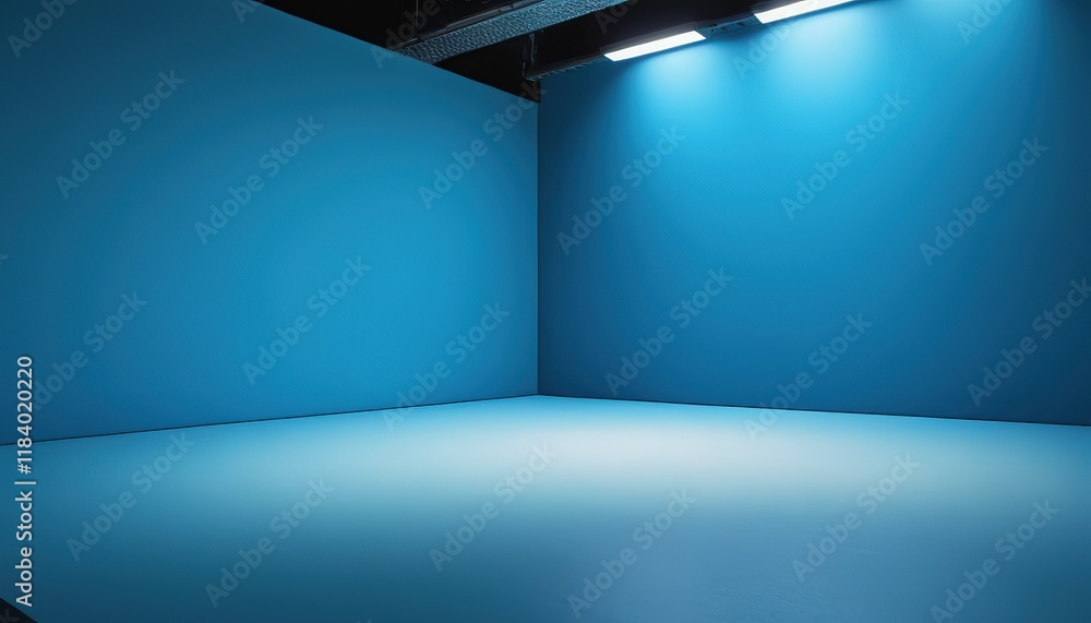 Spotlight blue light rays room studio background for use in various ...