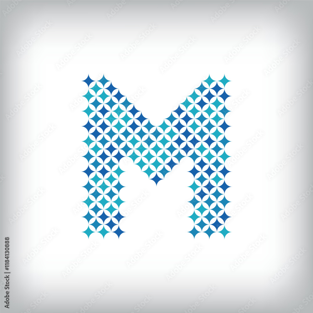 Modern star letter M logo. All numbers are in line strip form. Alphabet ...